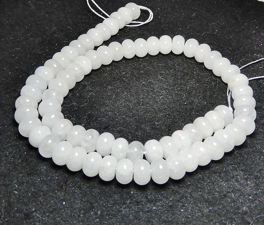 1 Strang echte weisse Jade Perlen Rondellen 8 X 5 mm (Neu (gemäss ...