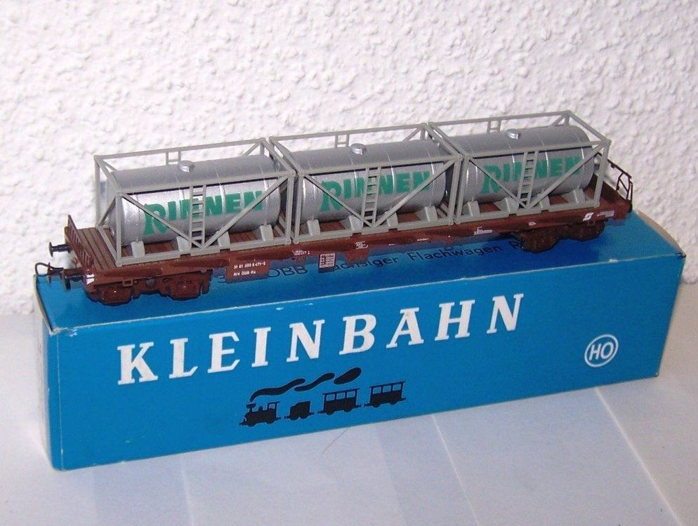 Kleinbahn H0 363: ÖBB Flachwagen Rs, mit 3 Containern RINNEN (Neu und ...