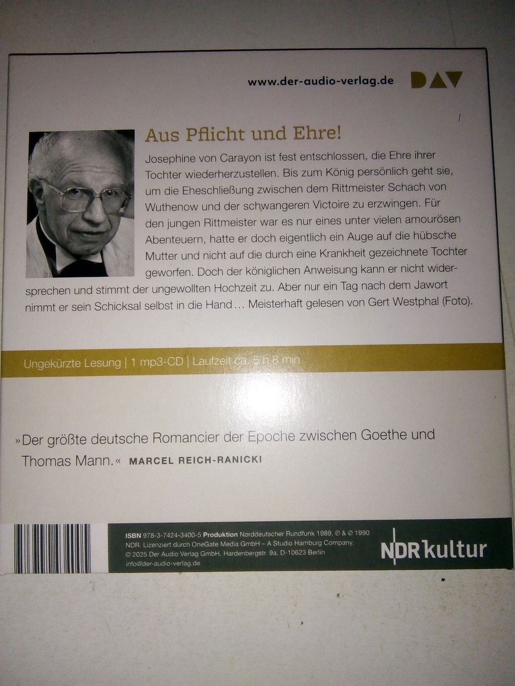 Theodor Fontane: Schach von Wuthenow (Ungekrz. Lesung) ©2025 (Gebraucht ...