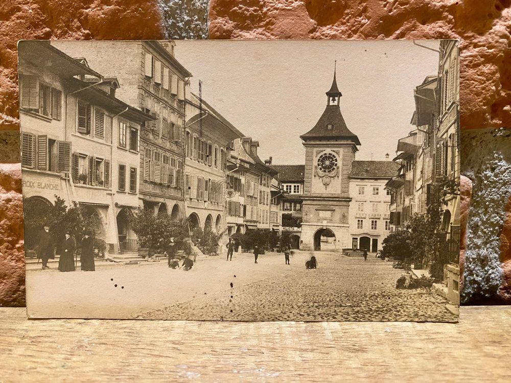 1914 - Antike Foto AK - Murten - Berntor belebt (Gebraucht) in Root für CHF 1 – mit Lieferung ...