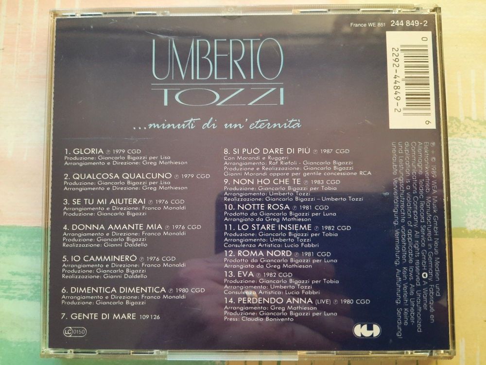 CD Umberto Tozzi - Minuti di un eternita (Gebraucht) in Pully für CHF 5 ...