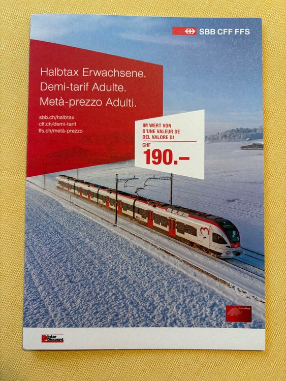 SBB Halbtax Gutschein Erwachsene (Neu (gemäss Beschreibung)) in für CHF ...