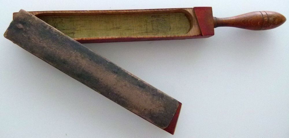 Antike Reisebox für Barbier Rasiermesser - aus Holz + Messer (Gebraucht ...