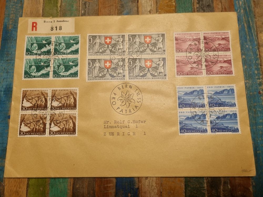 1953 Pro Patria 4er Block FDC | Kaufen auf Ricardo