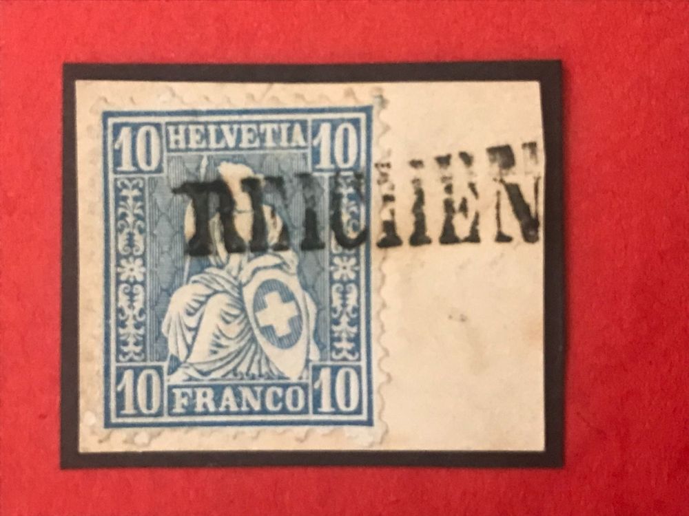 Schweiz 1862 sitzende Helvetia 10 Rp. blau Balken REICHEN (Gebraucht) in Liestal für CHF 3 – mit ...