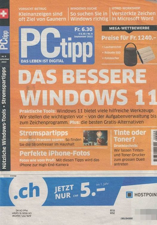 PCtipp - Schweizer PC Zeitschrift - Heft - 2022 Ausgabe 9 (Gebraucht ...