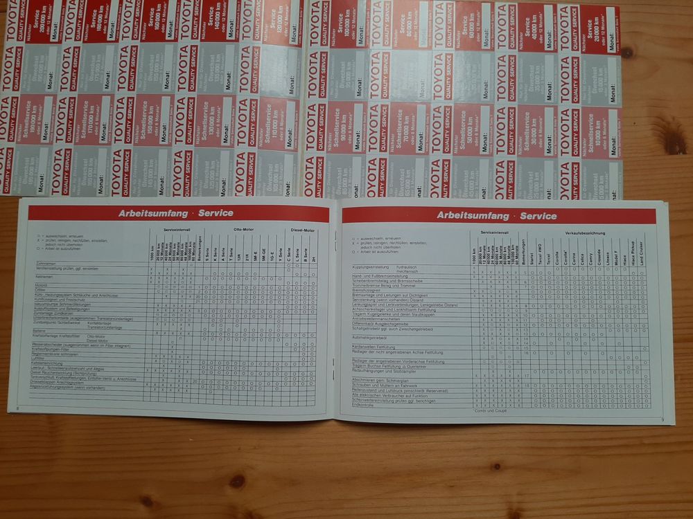 Toyota Serviceheft 70er/80er Jahre ungestempelt Oldtimer (Gebraucht) in Mönthal für CHF 25 – mit ...