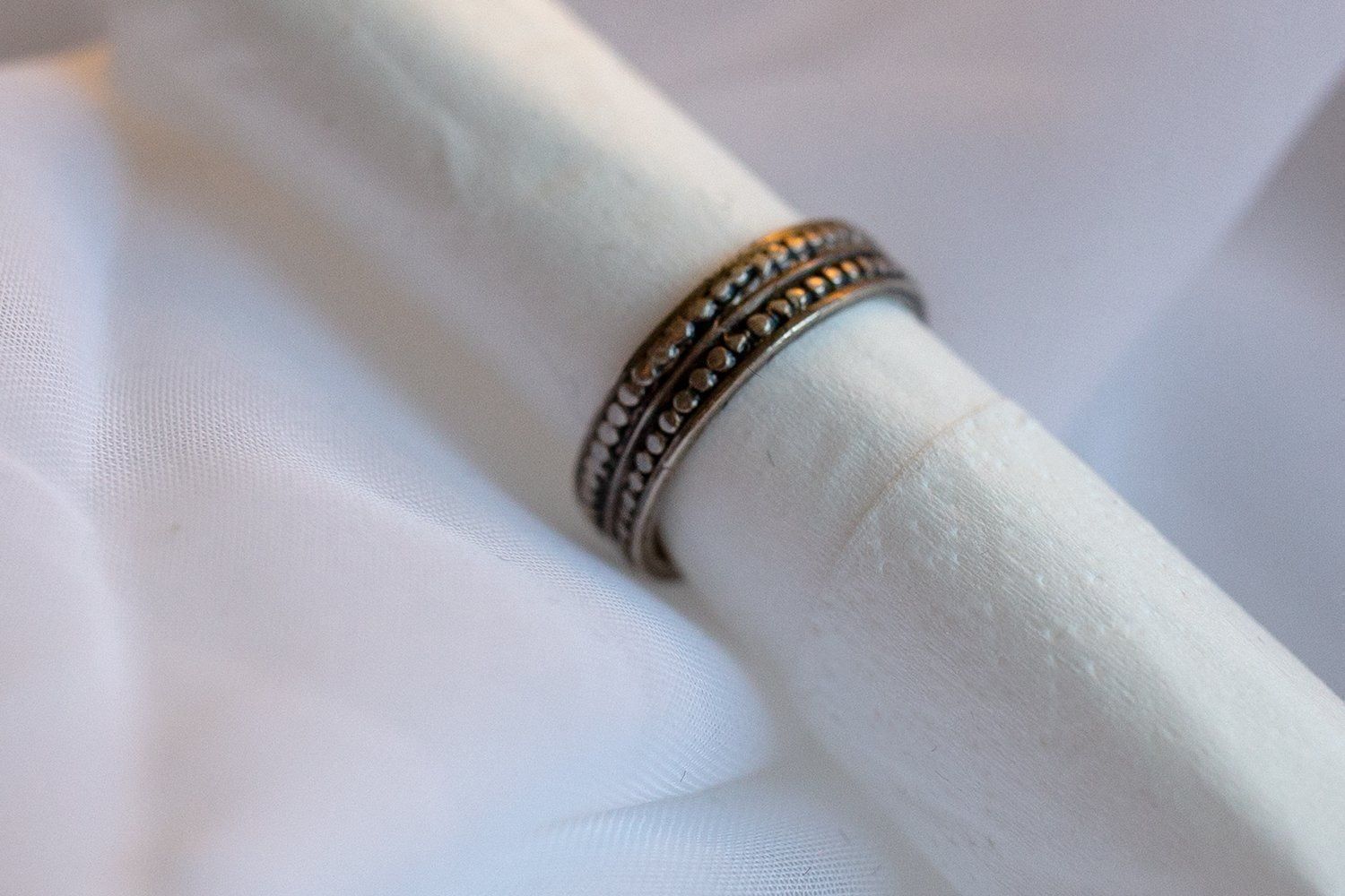 Bague ethnique en argent - pointillé - 1.7cm! Taille 52 (D'occasion) à ...