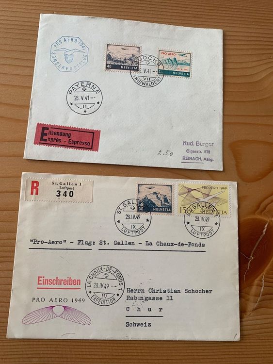 2 Flugpostbriefe Schweiz gem. Bilder (Gebraucht) in Oberuzwil für CHF 3 – mit Lieferung auf ...