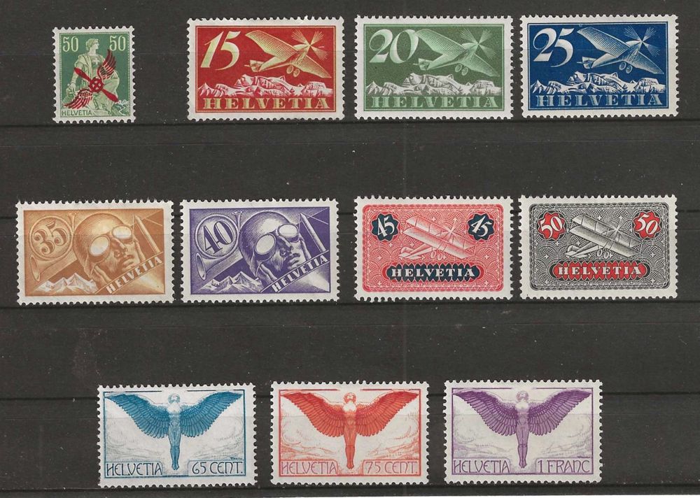 1919 - 30 : Flugpost Ausgaben Nr. F3 - F12 * KP 270.-- (Neu (gemäss Beschreibung)) in Gümligen ...