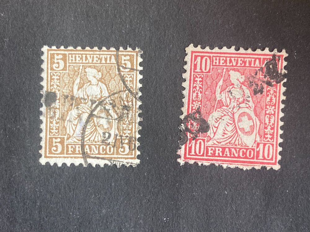 Schweiz 1862/7 Lot sitzende Helvetia 5,10 Rp. m. Balkenst.1 (Gebraucht) in Liestal für CHF 1 ...