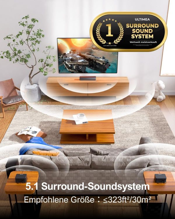 Sounbar 5.1 Surround Sound System Subwoofer Rear Lautspreche (Neu und ...