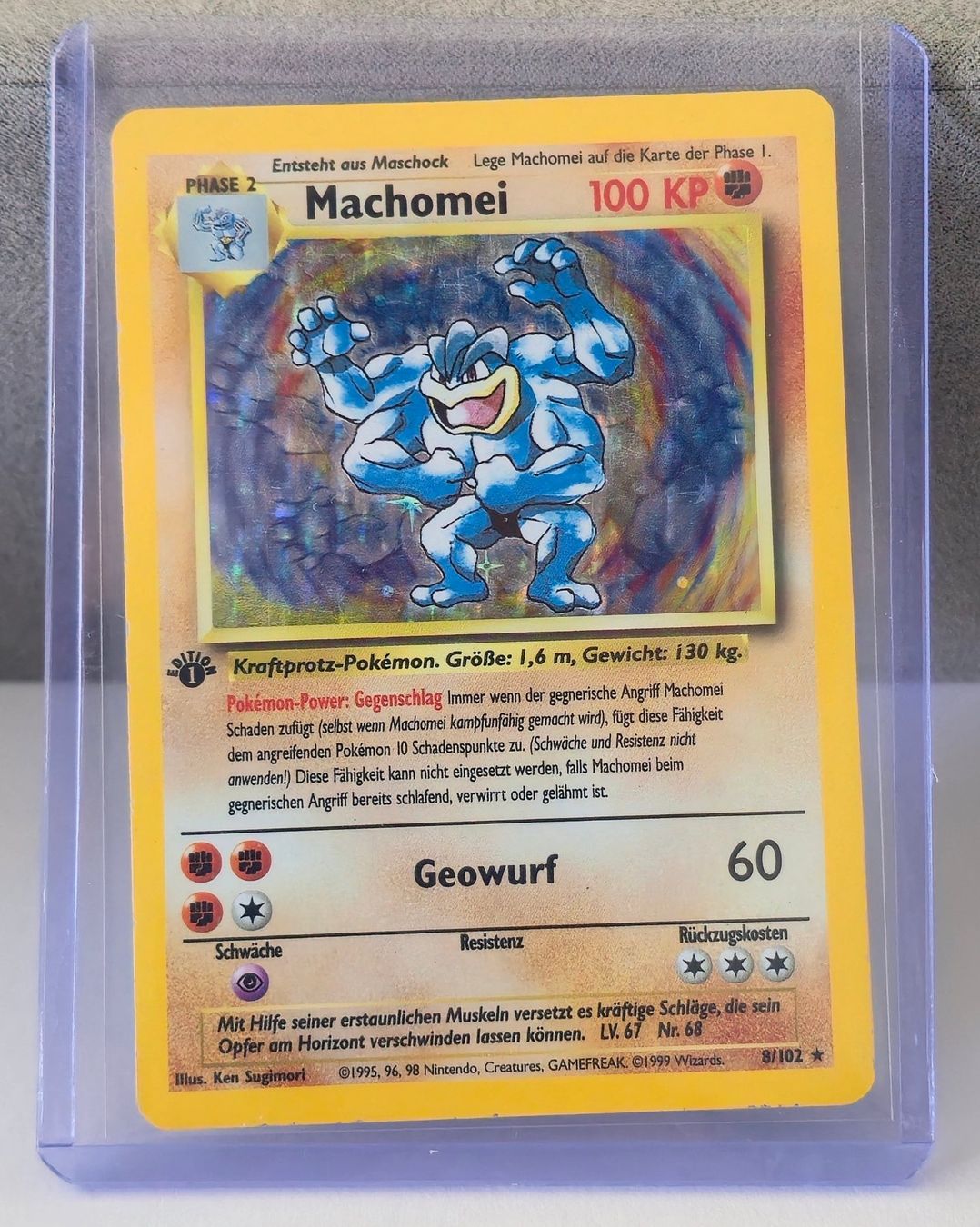 🇩🇪 Pokemon HOLO 》Base / Basis 1. Edition 》Machomei 8/102 (Gebraucht) in Niederbipp für CHF 20 ...
