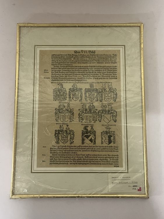 Antike Stumpf Chronik Blatt Zofingen-Olten, gerahmt (nik92) (Gebraucht ...