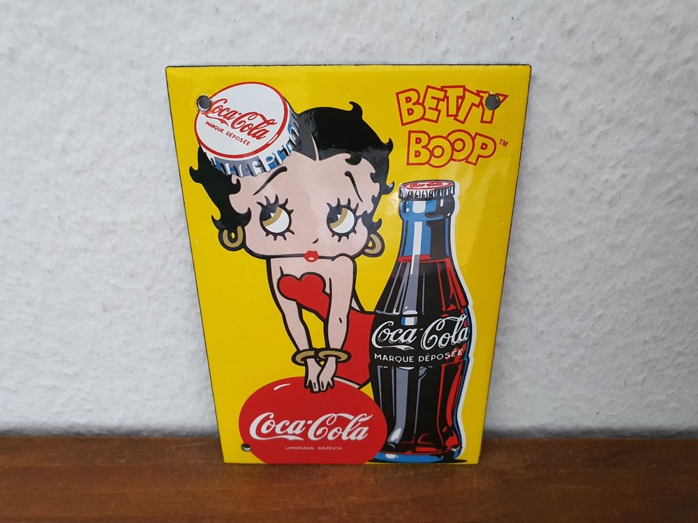 Emailschild Coca Cola Betty Boop Logo Emaille Schild Reklame | Kaufen ...