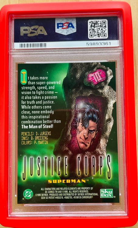 SUPERMAN 1995 DC Legends ,PSA 9 ! Foil, Gold Schrift, relief (Neu ...