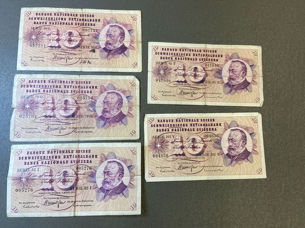 5x10-Note Schweiz versch. Jahrgänge | Kaufen auf Ricardo