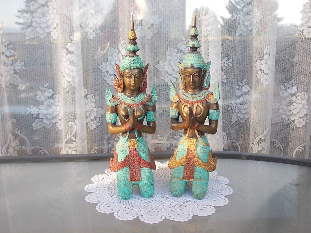 33 cm Bronze Skulptur Buddha Tempelwächter Frau+Mann 3600 gr (Gebraucht ...