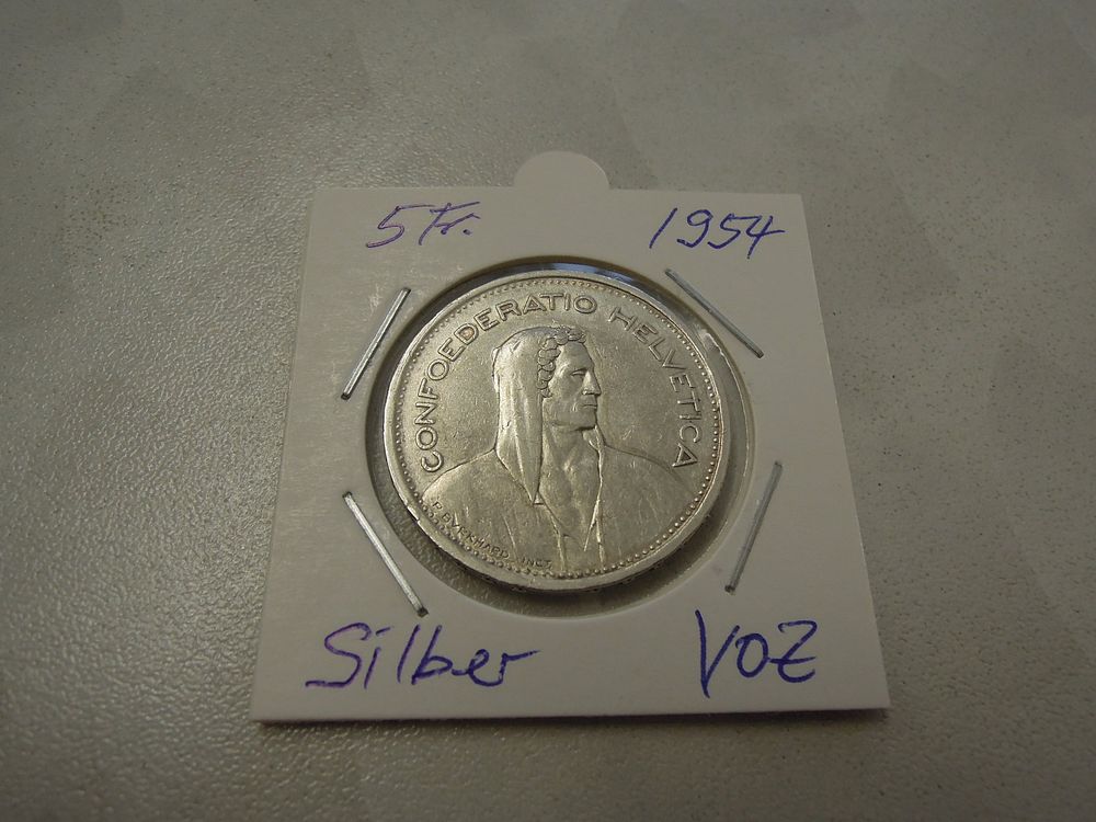 Schweizer 5 Franken 1954 Silber voz (Gebraucht) in Bad Zurzach für CHF 9 – mit Lieferung auf ...