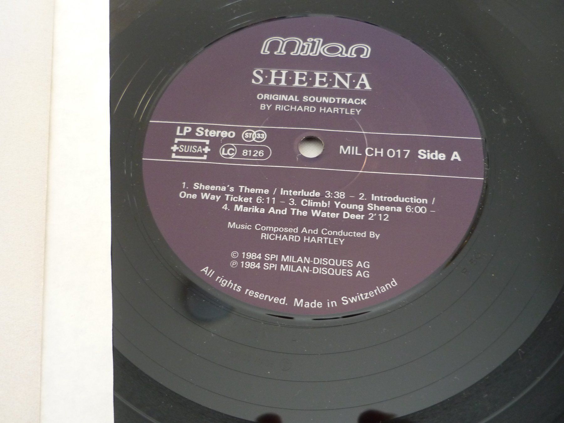 Vinyl Soundtrack - SHEENA - Richard Hartley Milan Swiss 1984 (Gebraucht ...