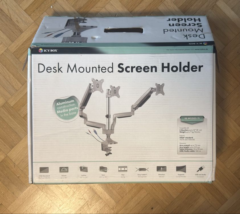 ICY BOX IB-MS505-TI Monitorhalterung für 3 Bildschirme (Gebraucht) in ...