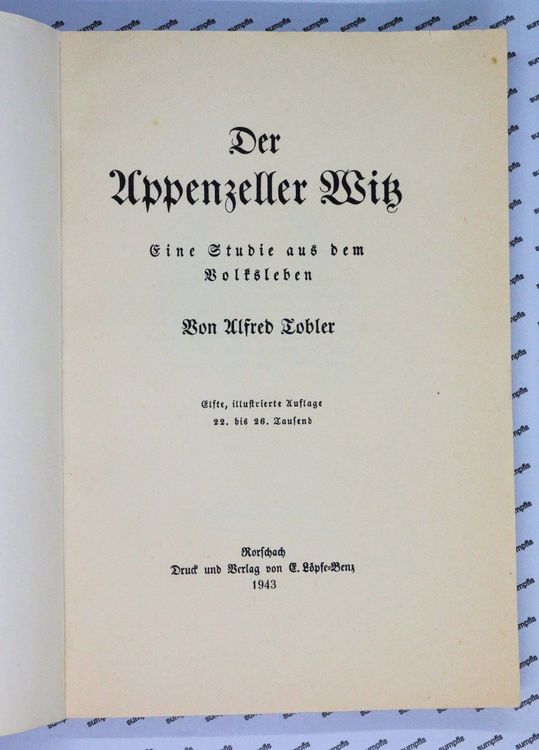 Der Appenzeller Witz, Alfred Tobler 1943 (Gebraucht) in Winterthur für ...
