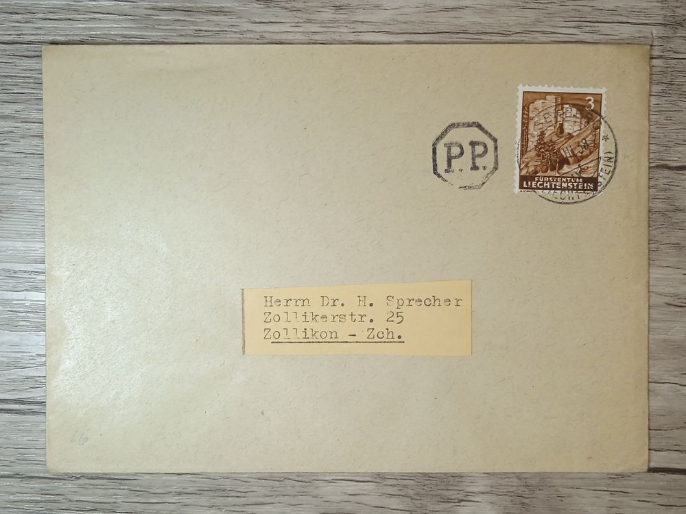 TR50 Enveloppe + Timbre Lichtenstein 1938 (Gebraucht) in Cousset für CHF 1.25 – mit Lieferung ...