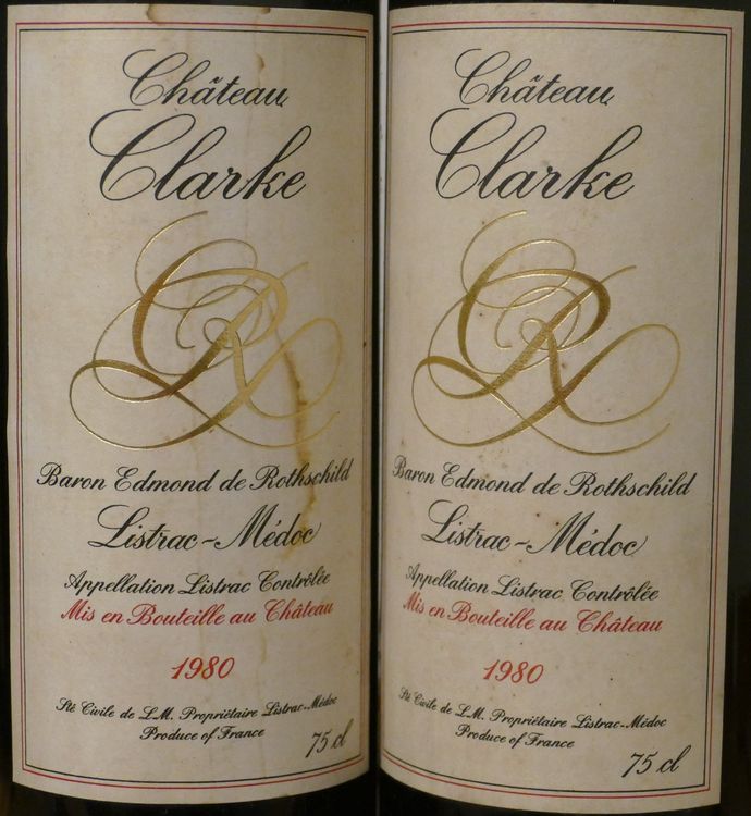 2 Fl. Château Clarke 1980 Baron Edmond de Rothschild | Kaufen auf Ricardo