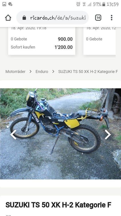 Suzuki TS 50 XK (45km/h) FzAusweis (Defekt) in Schwarzenegg für CHF 65 – mit Lieferung auf ...