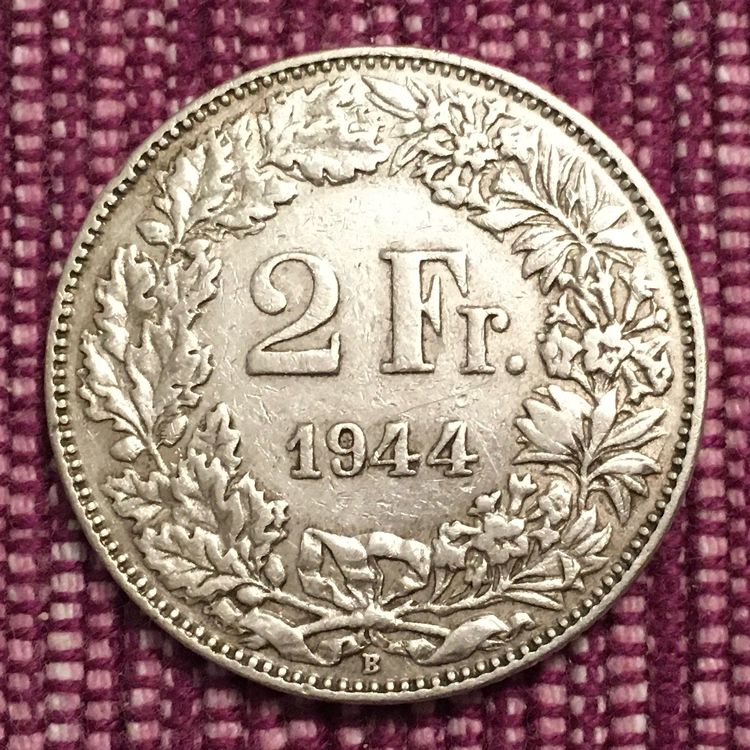 Schweizer Münze 2 Franken Silber 1944 ss (Gebraucht) in Kriens für CHF 7.5 – mit Lieferung auf ...
