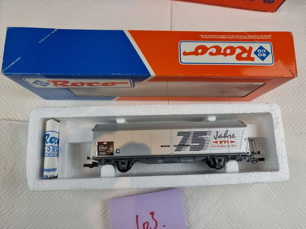 ROCO Güterwagen 75 Jahre Biel-Täuffelen-Ins Bahn H0 DC 1:87 (Neu ...