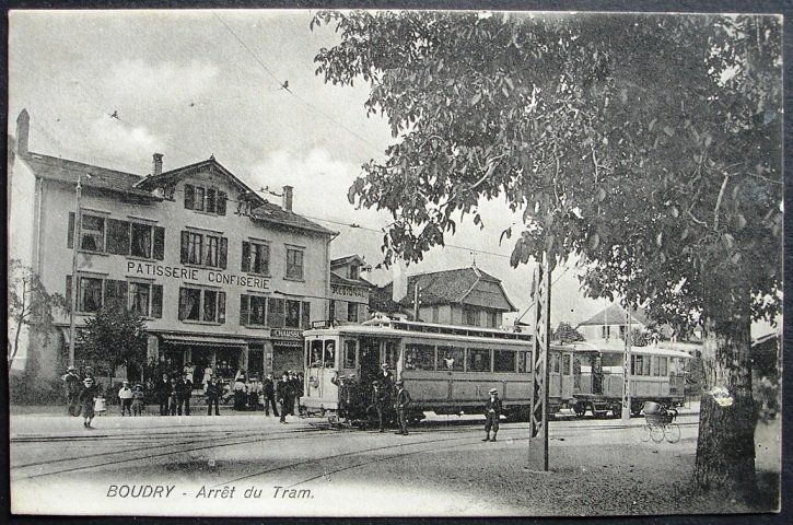 BOUDRY Strassenbahn, Arrêt du Tram, Patisserie, Confiserie (Gebraucht ...