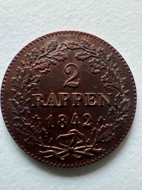 AB 1.- CHF!! Kantonsmünze Zürich 2 Rappen 1842 (Gebraucht) in Schaffhausen für CHF 12 – mit ...