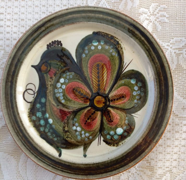 1 Wandteller Keramik, antik, Willy Steinlin (Neu (gemäss Beschreibung ...