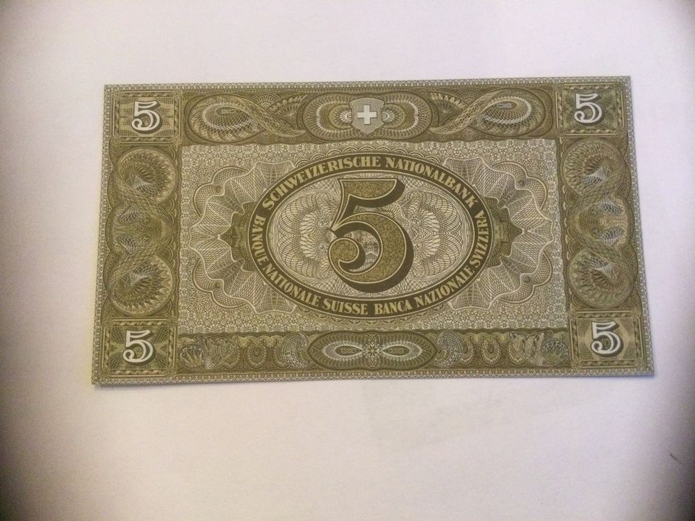 CH -5 Fr.Note 1952 ungefaltet (Neu (gemäss Beschreibung)) in Zürich für ...