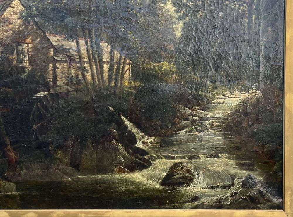 Antikes grosses Wasserfall Gemälde Monogrammiert | Kaufen auf Ricardo