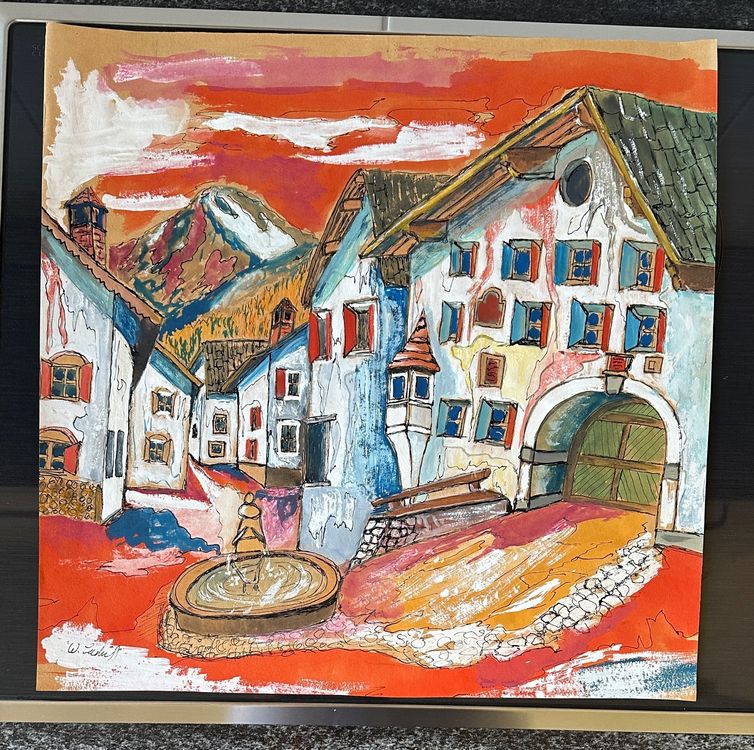 Prachtvolle Orig. Zeichnung Guarda W. Caduff - Stil Carigiet (Gebraucht ...