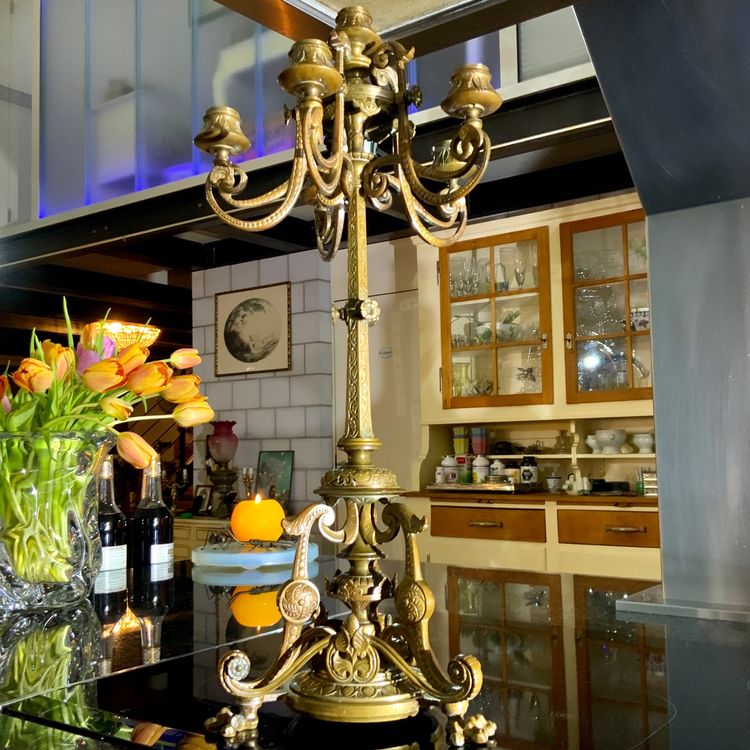 JUGENDSTIL XL KERZENHALTER BRONZE FRANKREICH UM 1900, H-56CM | Kaufen auf Ricardo