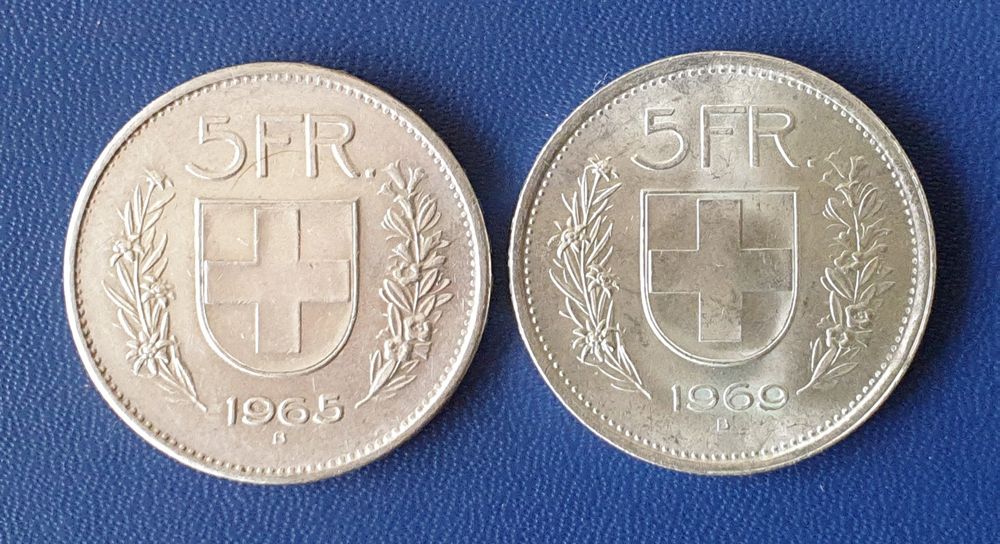 5 Franken 1965 + 1969 Silber | Kaufen auf Ricardo