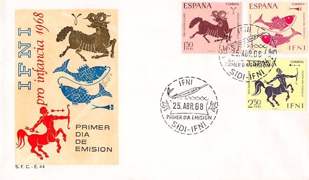 EXOTISCHE Sternzeichen - 4 FDC Spanische Kolonien | Kaufen auf Ricardo