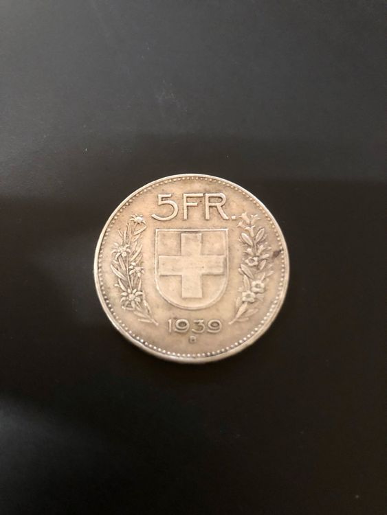 Pièce 5 chf Franken argent silver Silber Münze 1939 (Gebraucht) in Fully für CHF 8 – mit ...