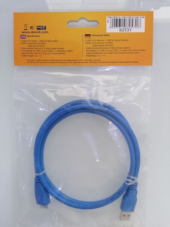 DeLOCK USB-Kabel Typ A auf Typ Micro-B, 1m, Originalverpackt (Neu und ...