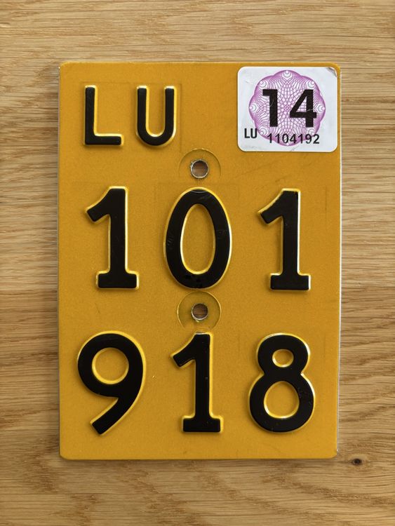 Mofanummer Nummernschild Mofa Töffli Luzern LU 101 918 (Gebraucht) in Grosswangen für CHF 10 ...