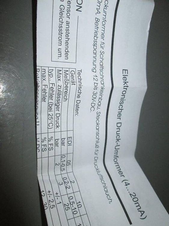 Elektronischer Druckaufnehmer Condor, EDI 16 (1819-TPH) (Gebraucht) in ...