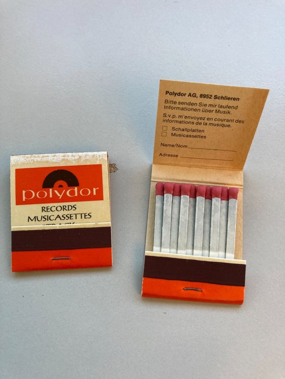 85 POLYDOR PROMO-STREICHHÖLZER MIT STICKERS, 70ER JAHRE NEU (Neu ...
