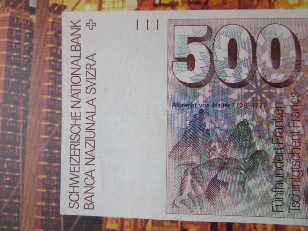 500 CHF Albrecht von Haller 1976 Banknoten SCHWEIZ (Gebraucht) in ...
