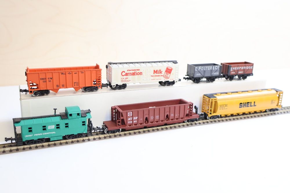 Minitrix 7 x US Güterwagen Set - seltene Modelle - Spur N (Gebraucht ...