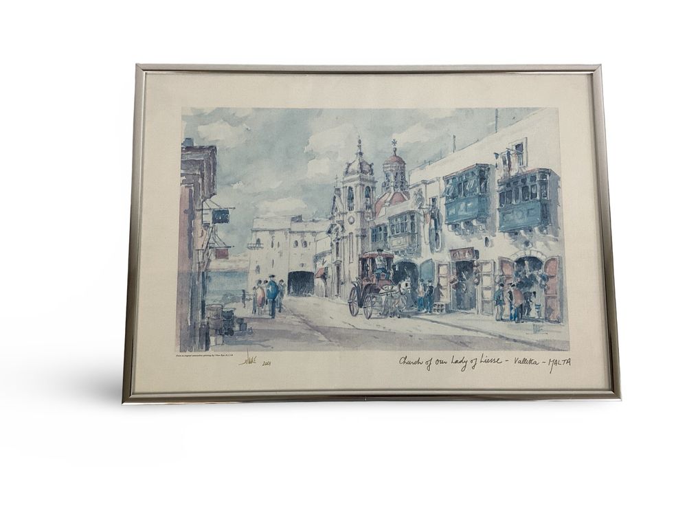 JOE PACE ROSS Aquarell Valletta Malta 29 x 41 cm mit Rahmen (Gebraucht ...