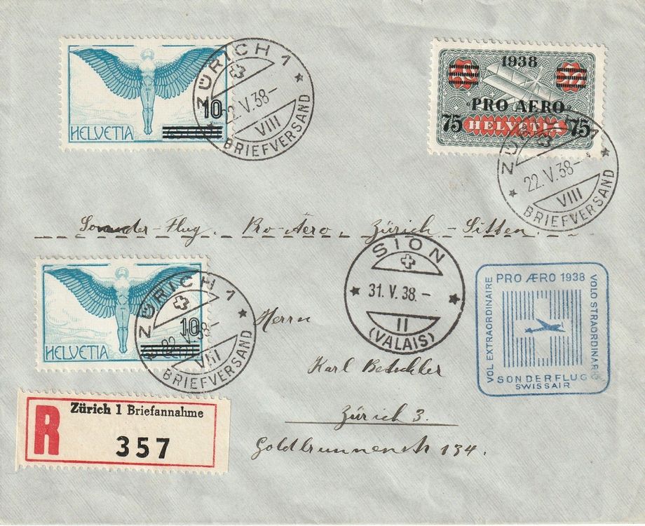Pro Aero 1938, Sonderflug Zürich-Sion (Gebraucht) in Turgi für CHF 17 – mit Lieferung auf ...