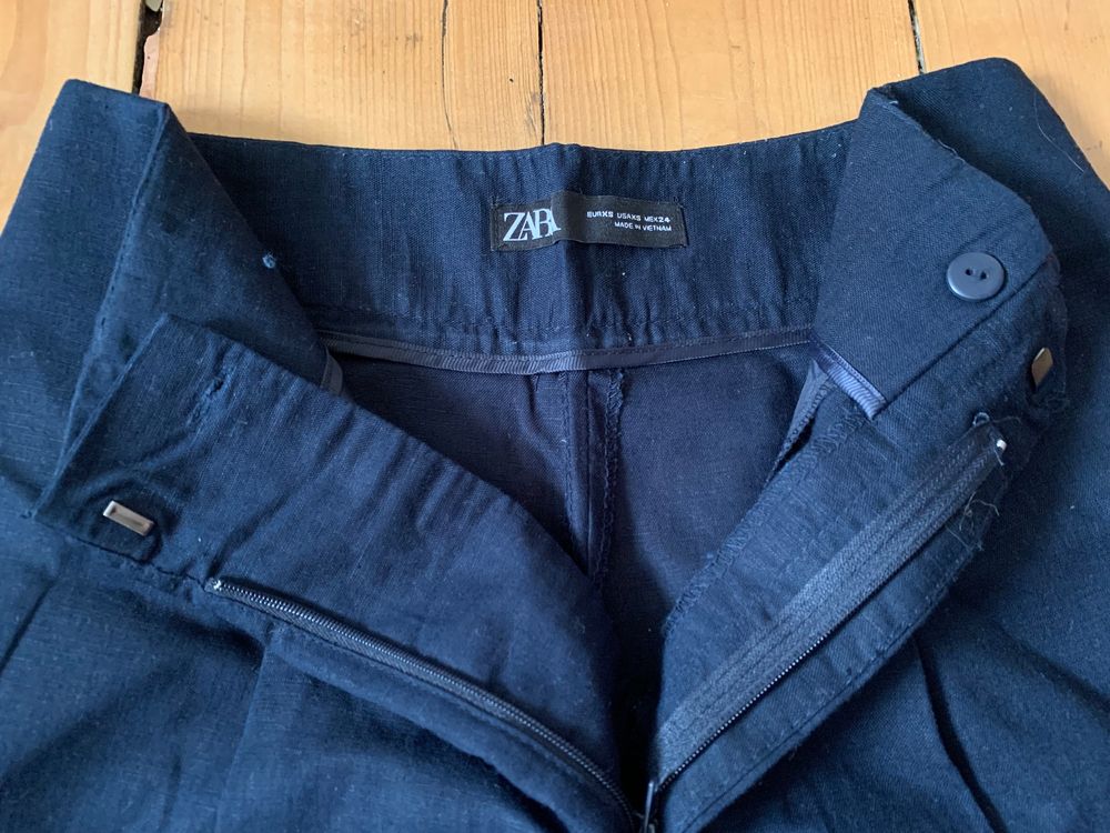 elegante Hose Leinen dunkelblau Zara XS | Kaufen auf Ricardo